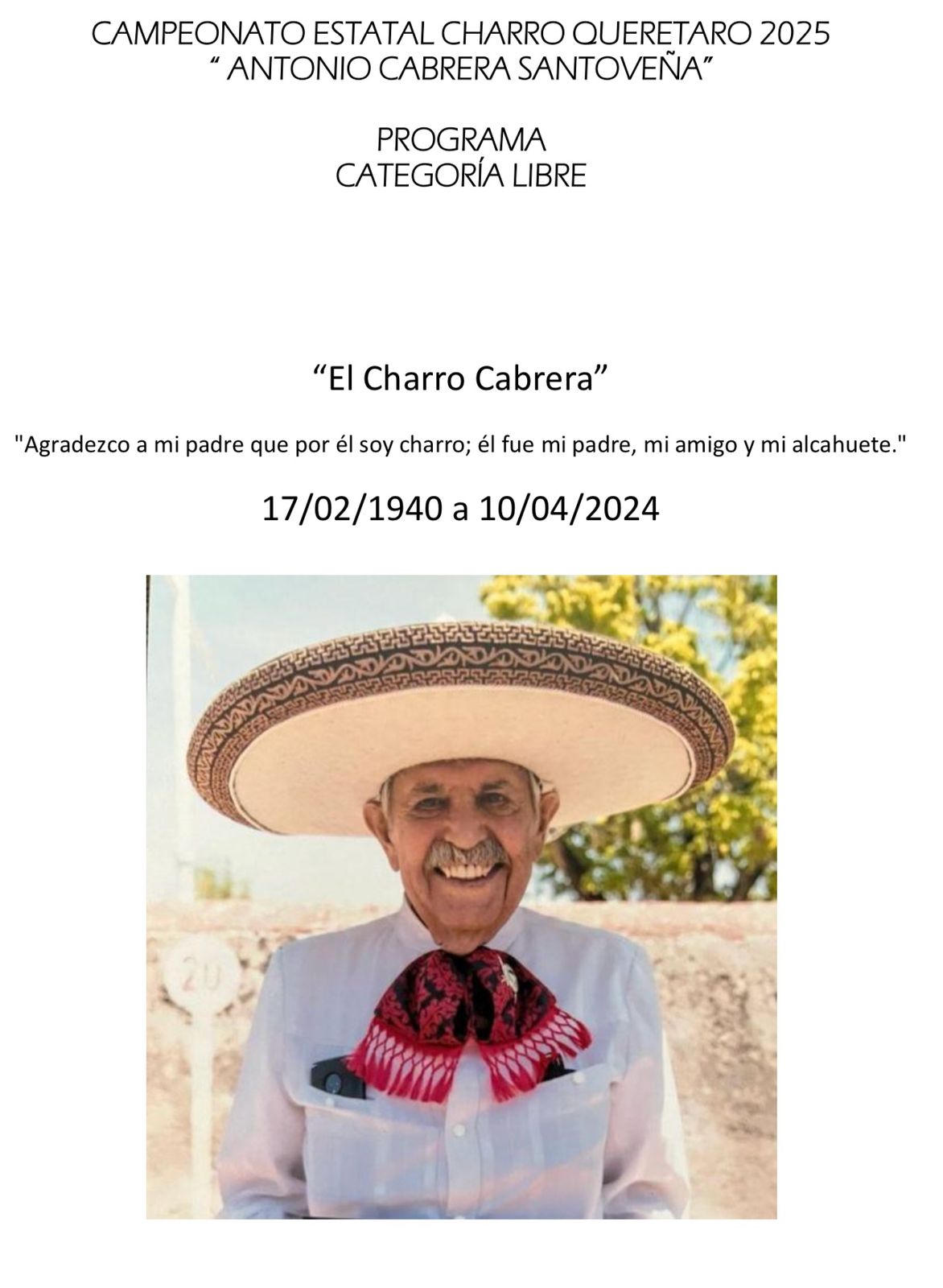 Vida y legado de Don Marco Antonio Cabrera Santoveña – Unión de Charros de Querétaro